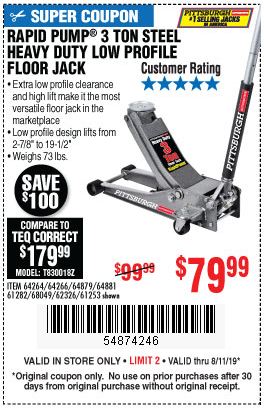 Harbor freight 3 ton jack low profile store