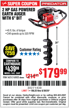 Predator gas powered auger store