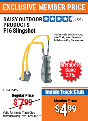 DAISY OUTDOOR PRODUCTS F16 Slingshot for 4.99 Harbor Freight Coupons