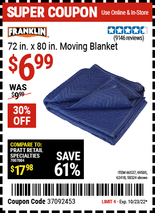 Moving blankets at harbor freight store