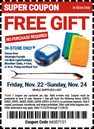 FREE GIFT NO PURCHASE REQUIRED Harbor Freight Coupons